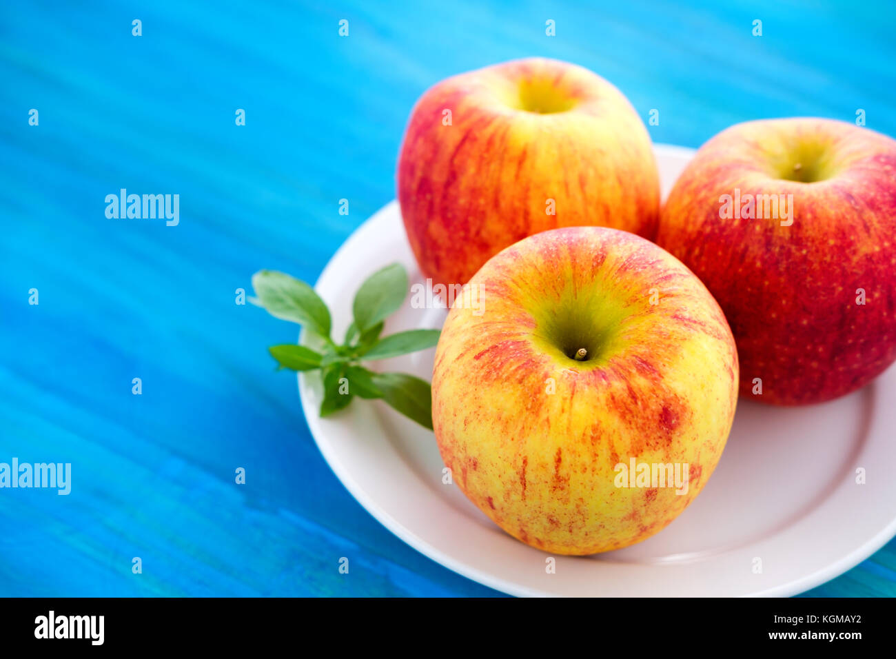 Healthy apple on plate Stock Photo - Alamy