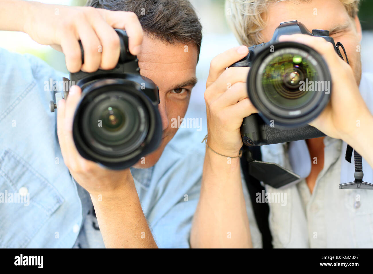 Young men on a photography training day Stock Photo - Alamy
