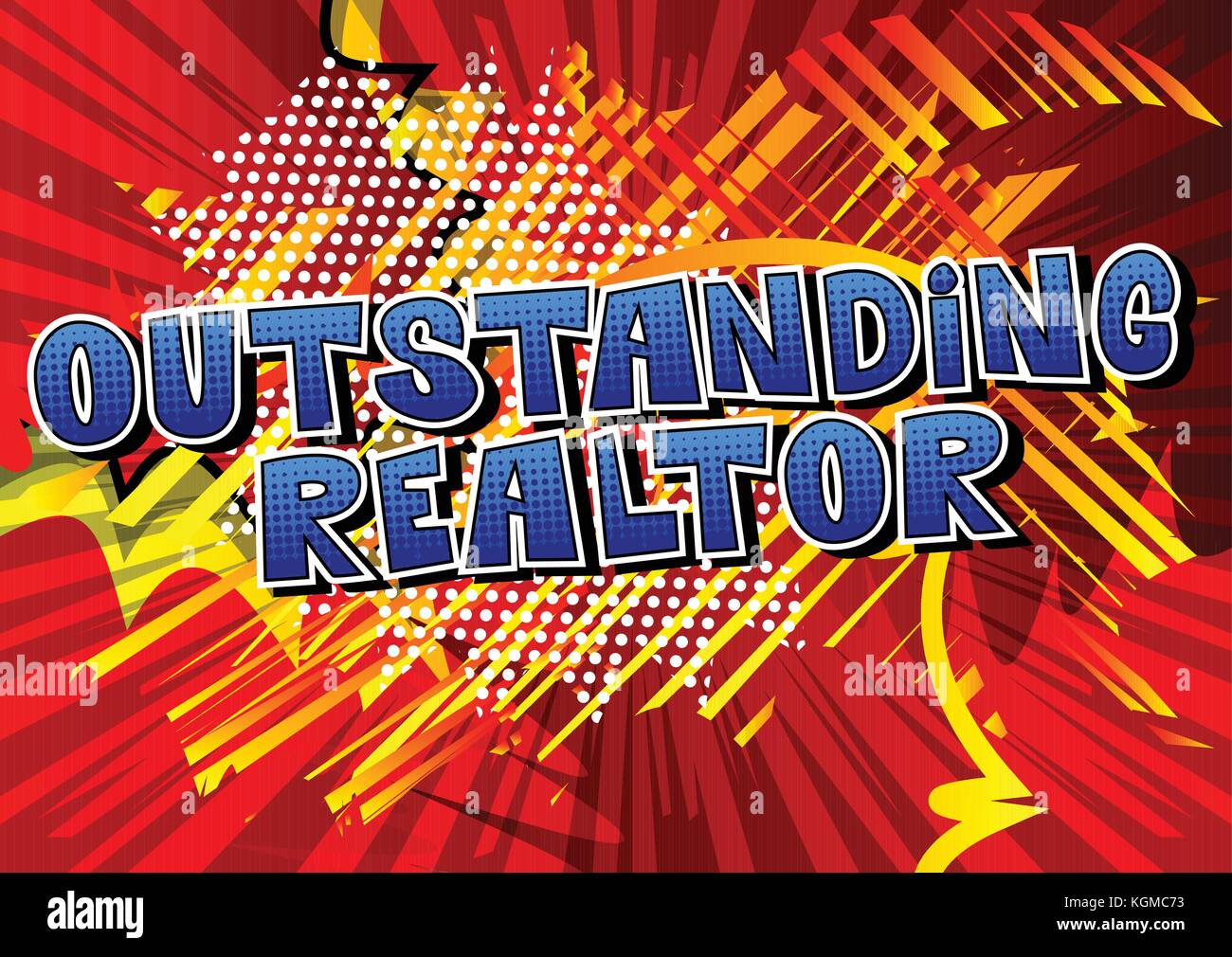 Outstanding Realtor - Comic book style word on abstract background ...