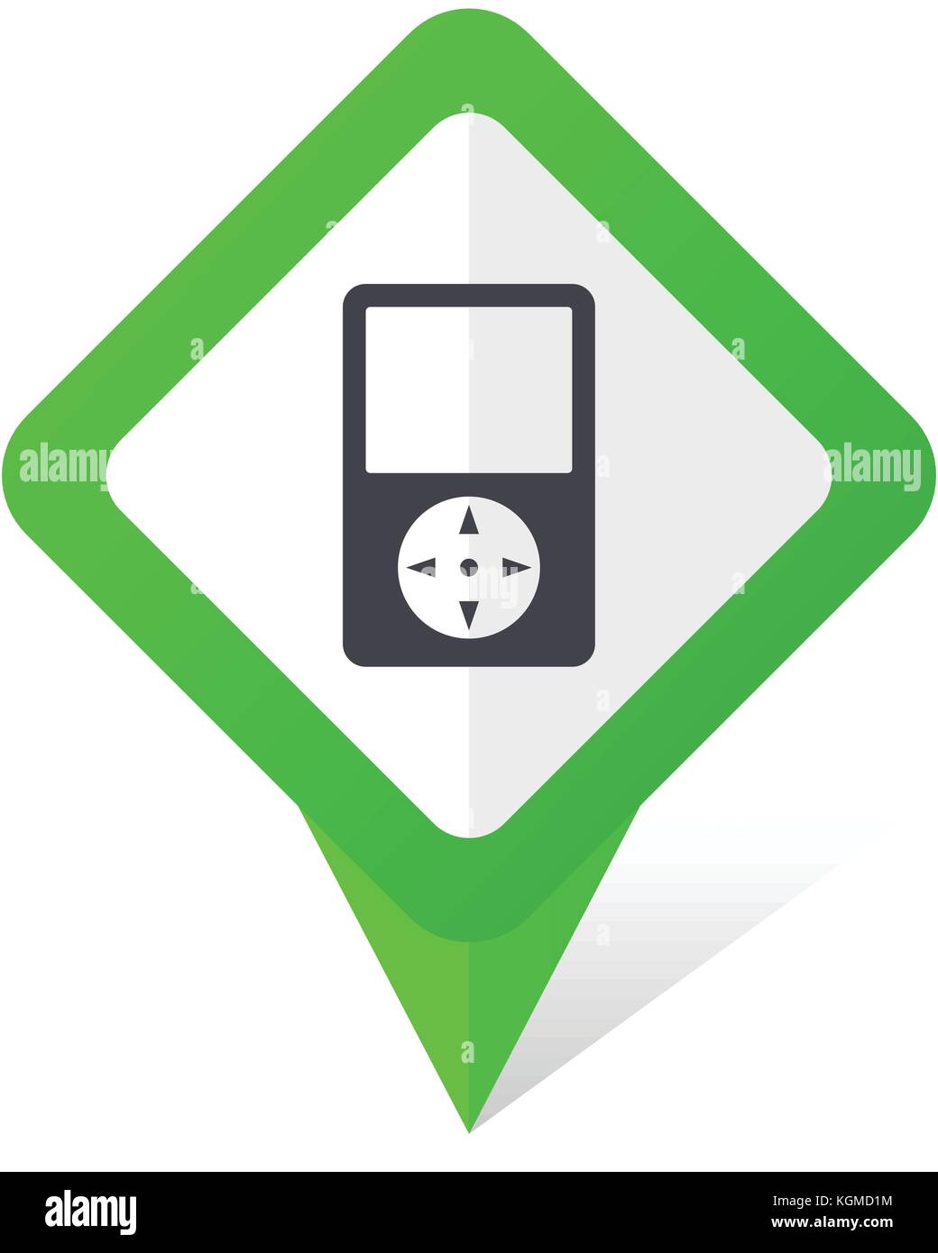 Multimedia player green square pointer web and mobile phone vector icon ...