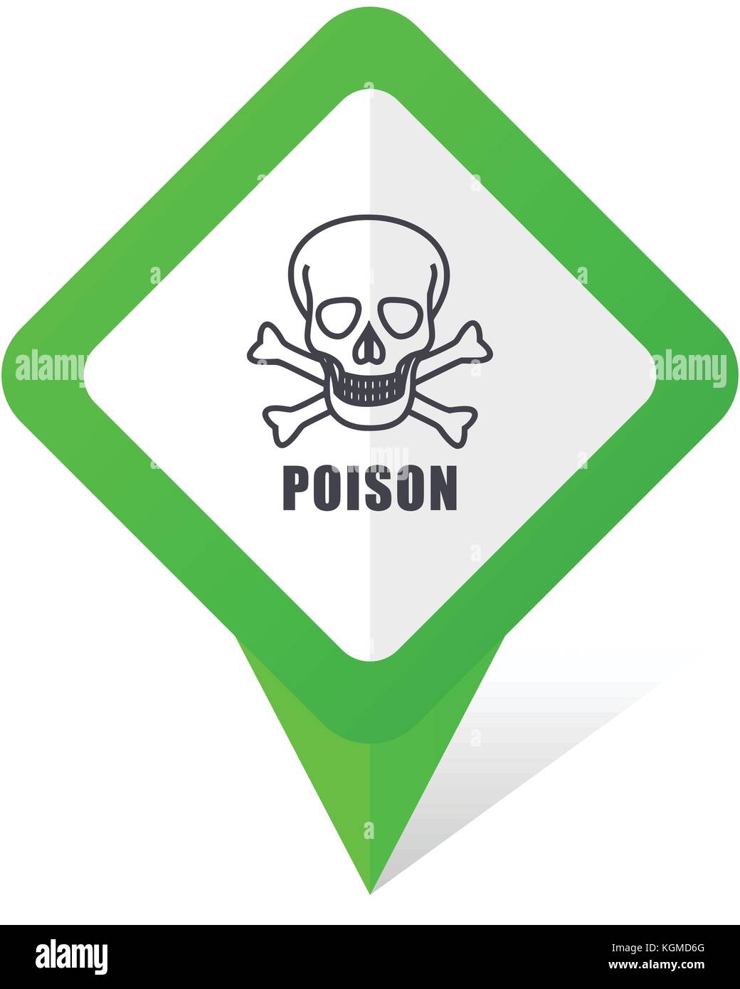 Poison skull green square pointer web and mobile phone vector icon in ...