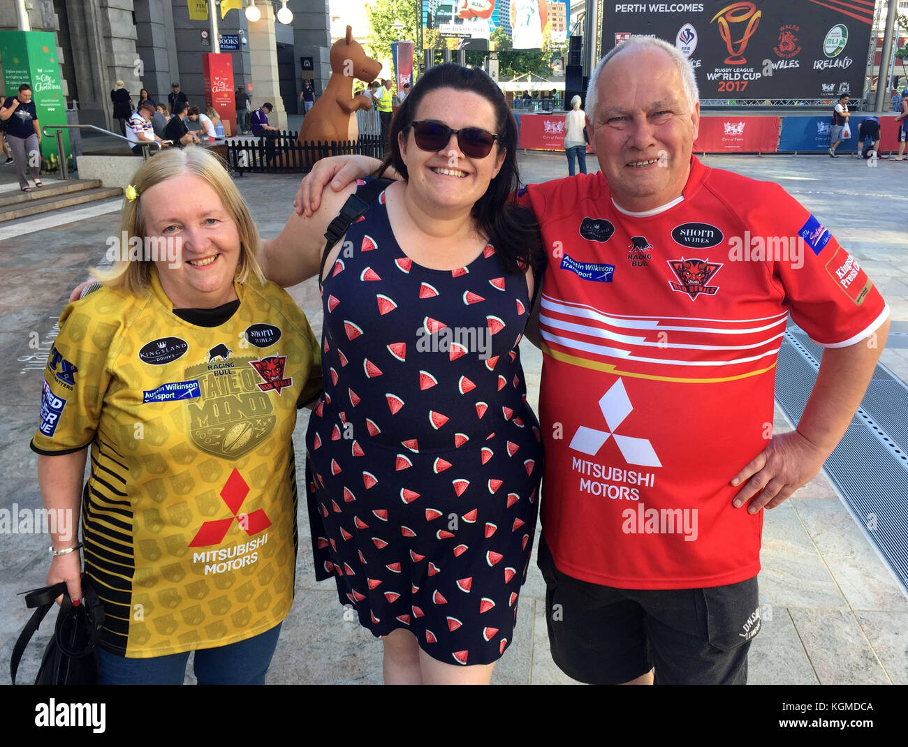England fans Janet Carney (left), Gemma Carter and Chris Carney attend ...