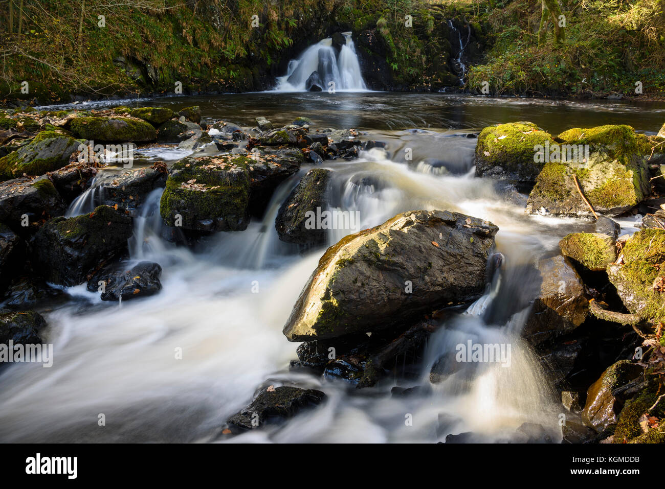 Waterfalls at Kirkconnel Linn, near Ringford, Dumfries & Galloway ...