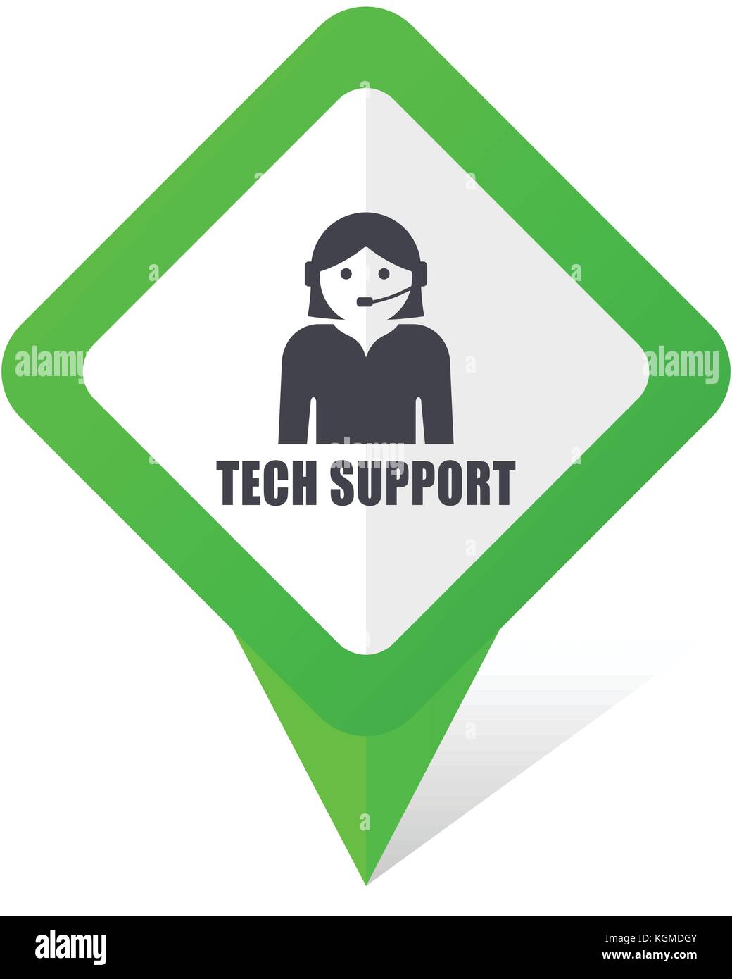Support green square pointer web and mobile phone vector icon in eps 10 ...