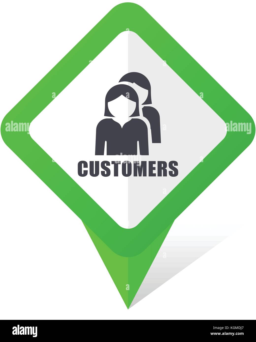 Customers green square pointer web and mobile phone vector icon in eps ...