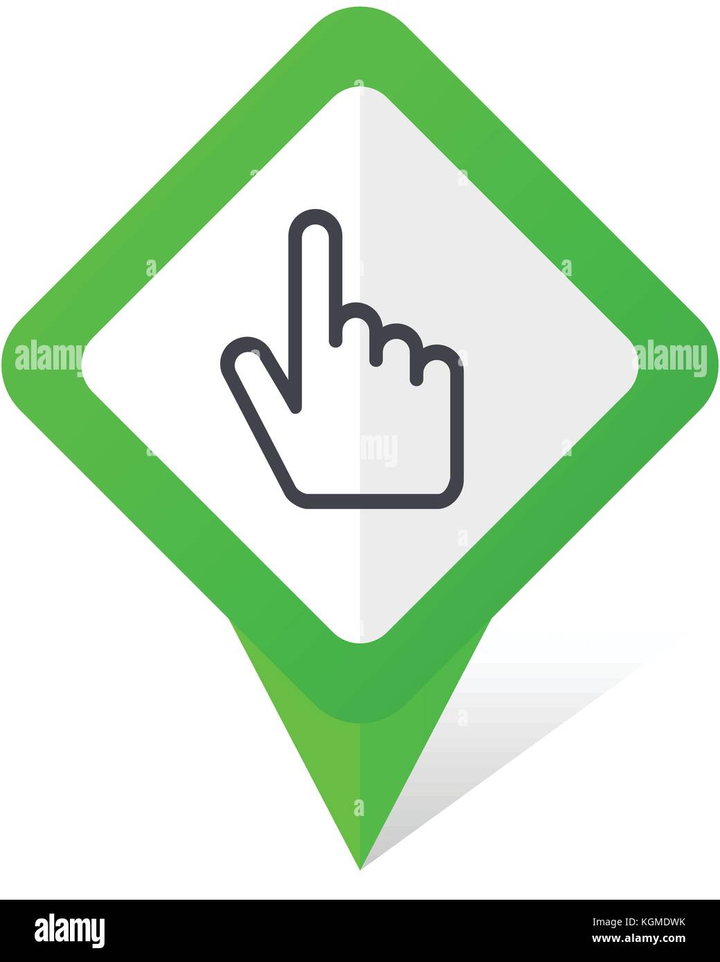 Cursor hand green square pointer web and mobile phone vector icon in ...
