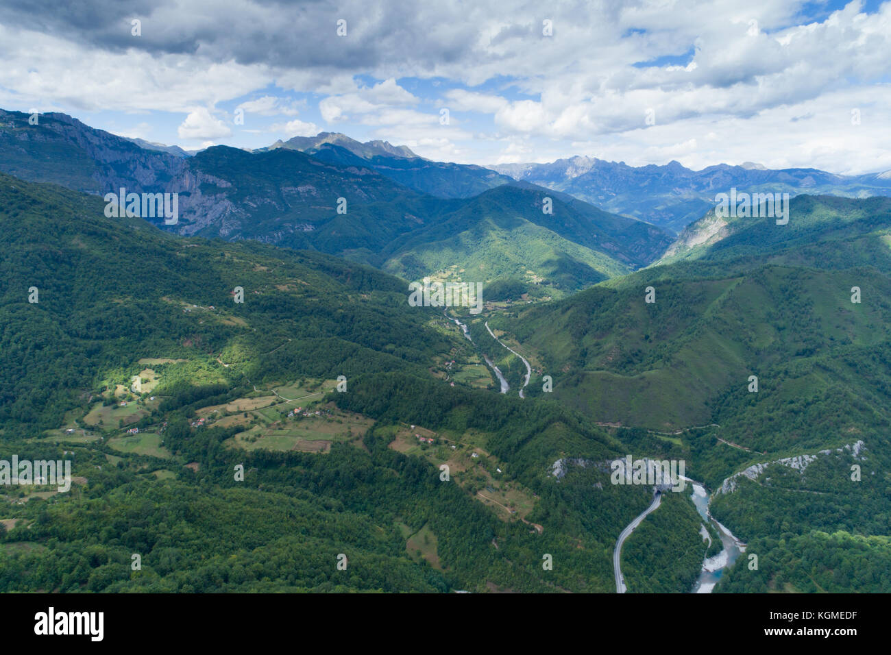 aerial view to the canyon of the Moraca river Stock Photo - Alamy