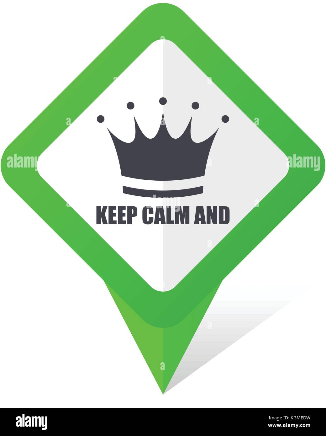 Keep calm and green square pointer web and mobile phone vector icon in ...
