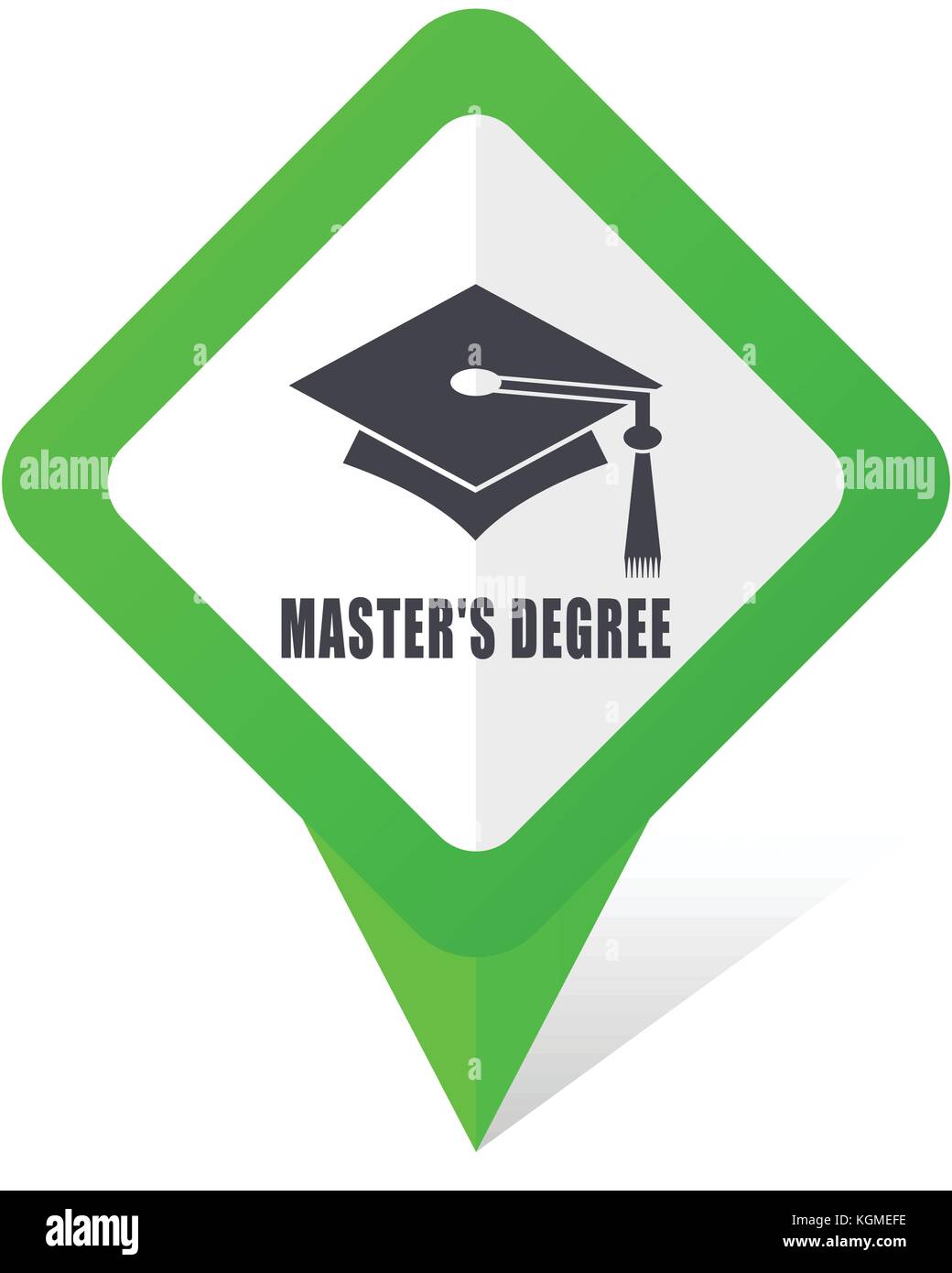 Masters degree green square pointer web and mobile phone vector icon in ...