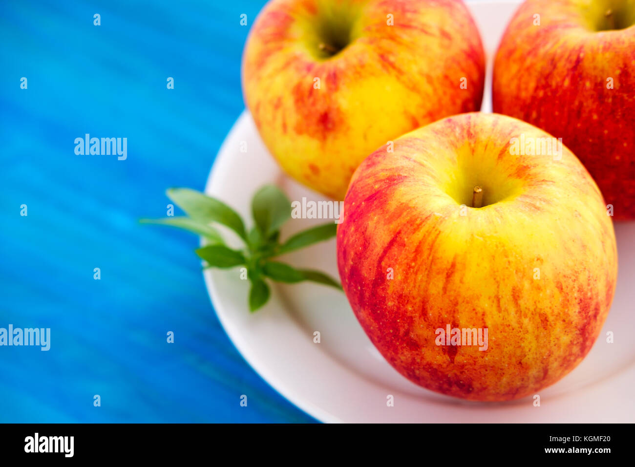 Healthy apple on plate Stock Photo - Alamy