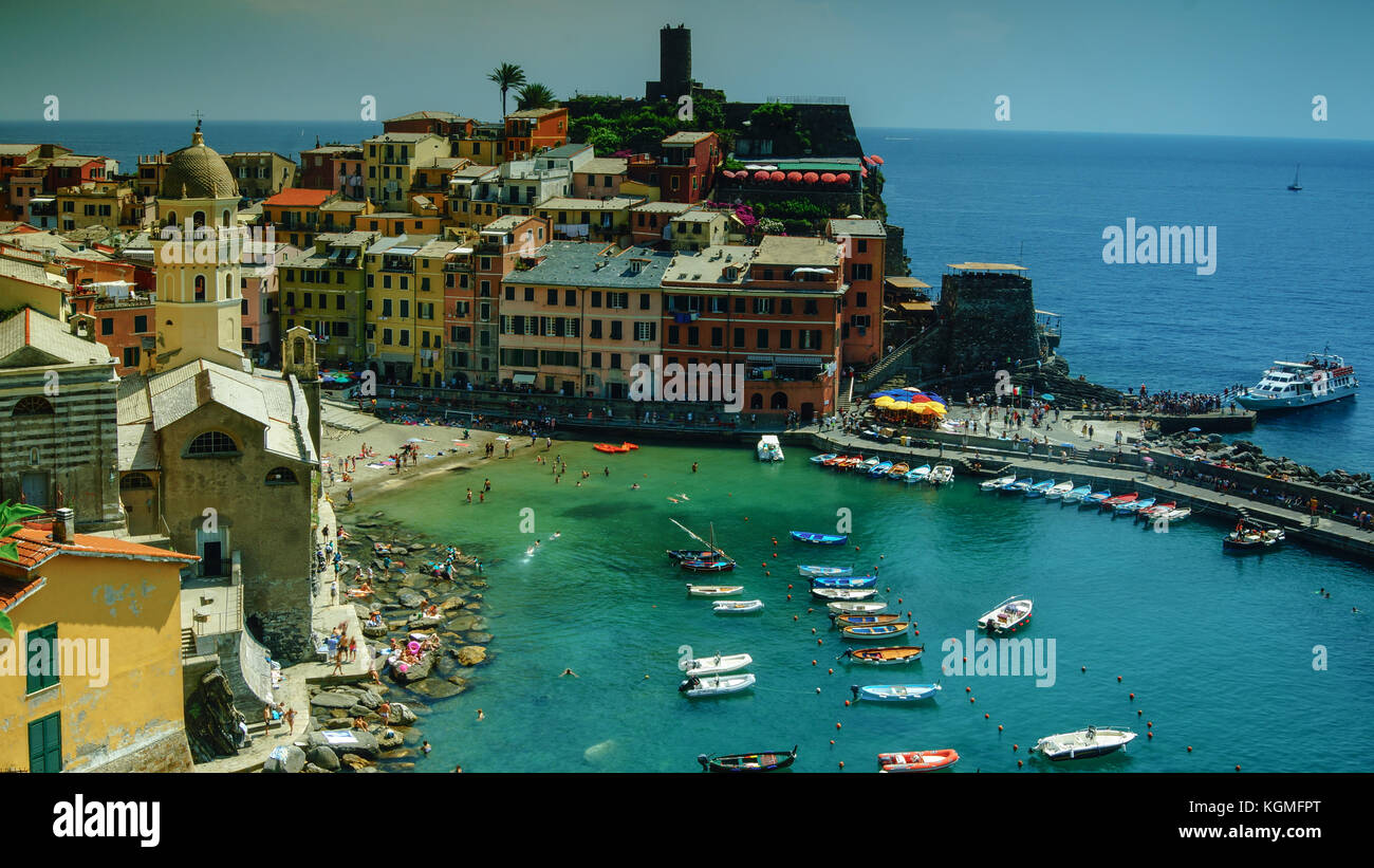 Town of Vernazza, Cinque Terre, Italy, top view Stock Photo - Alamy