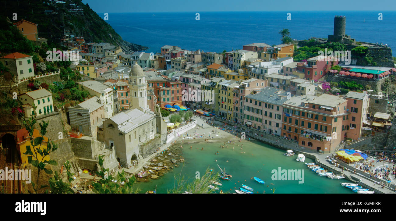 Town of Vernazza, Cinque Terre, Italy, top view Stock Photo - Alamy