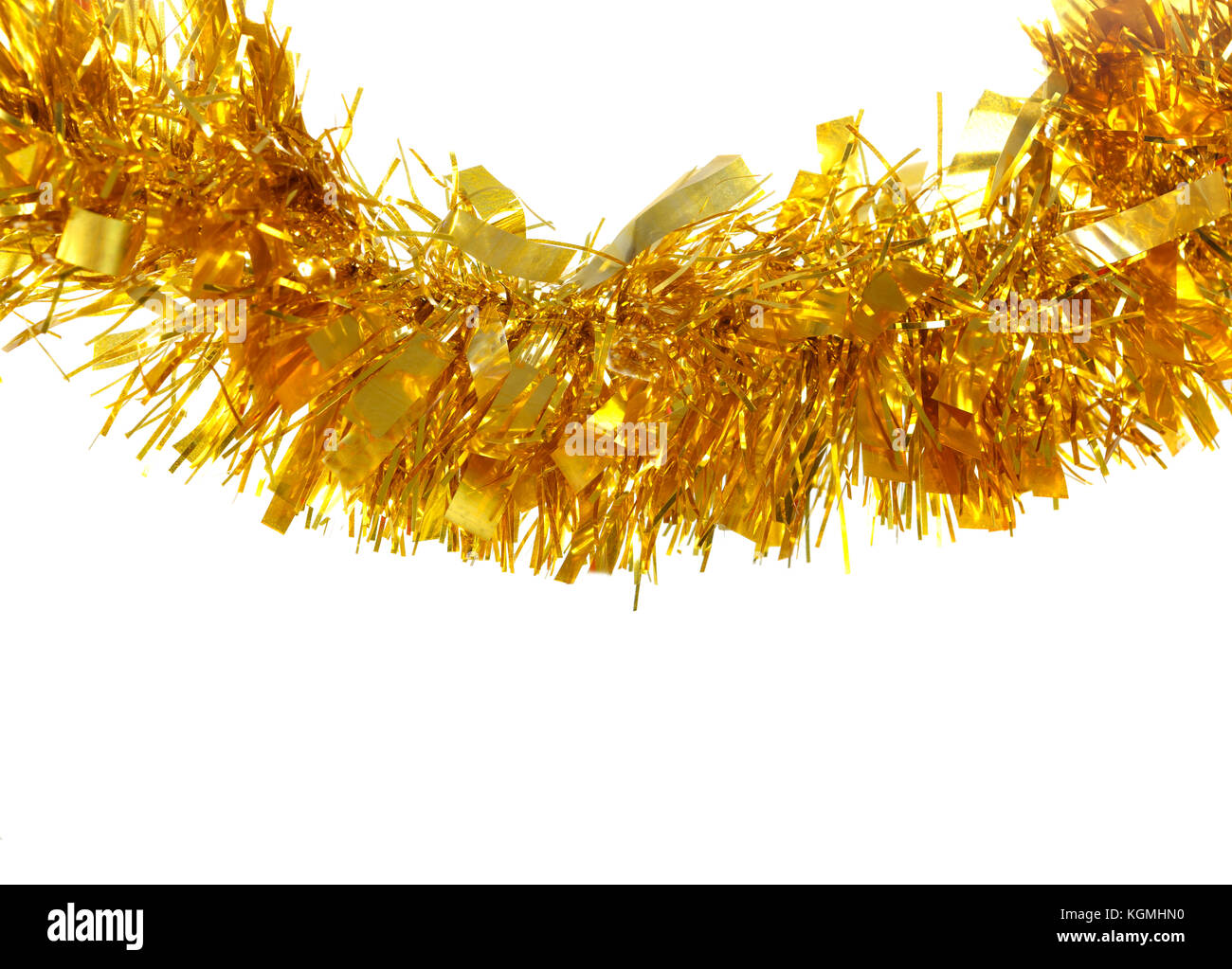 Golden tinsel for Christmas isolated on a white background Stock Photo ...