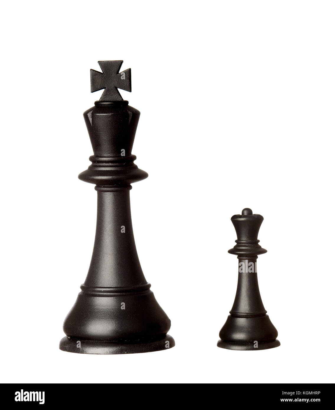 Big black king and small queen isolated on a white background Stock ...