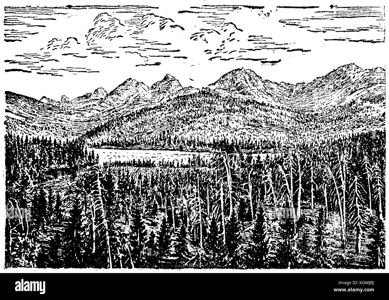 An alpine granite ridge Ergaki, on the slopes is glacial cirques ...