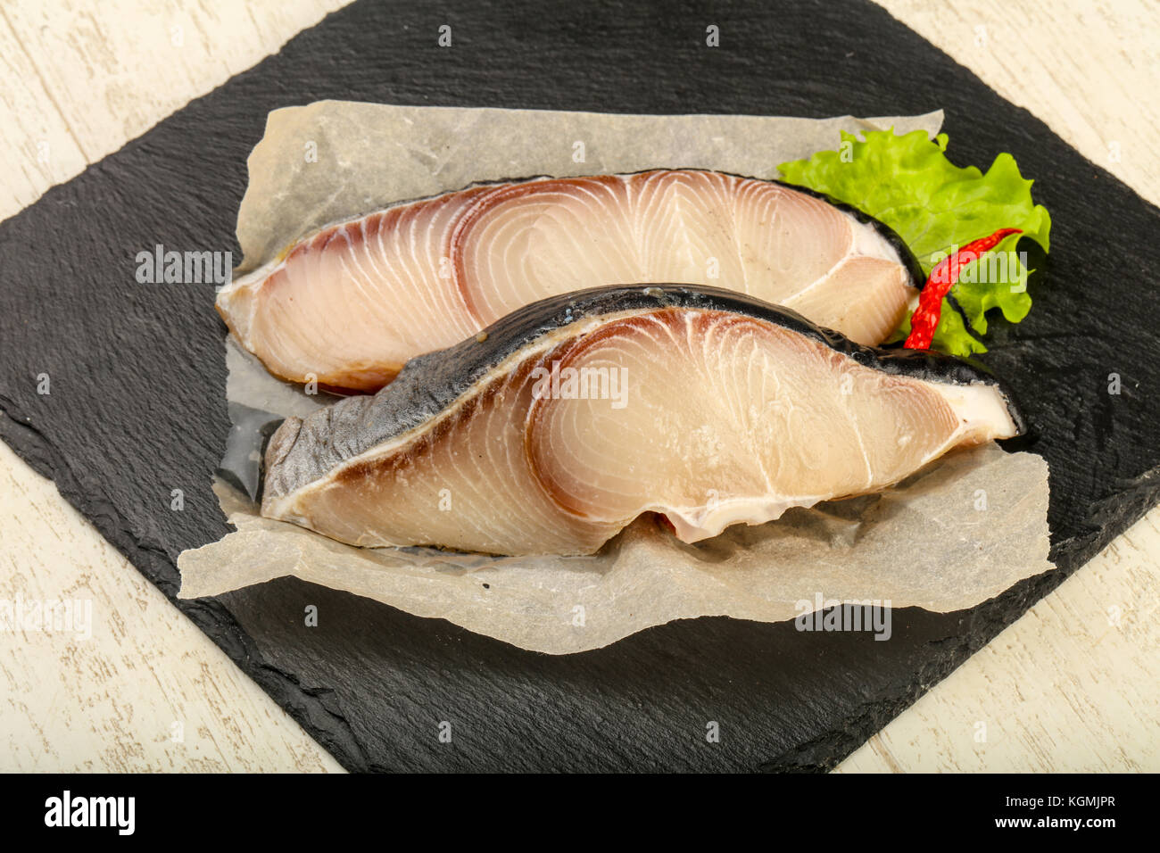 Raw juicy shark steak ready for grill Stock Photo - Alamy
