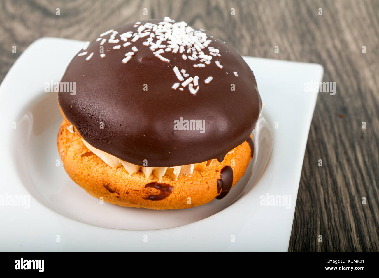 Bouchee cake with chocolate Stock Photo - Alamy