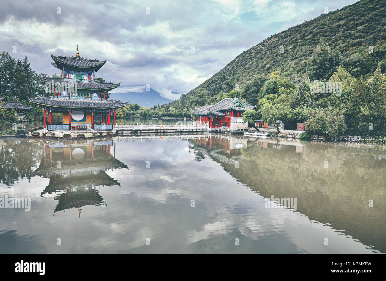 Jade Spring Park in Lijiang, retro color toned picture, China Stock ...