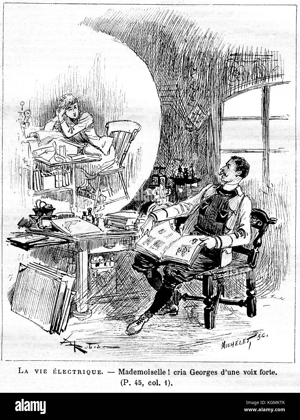 Albert Robida - La Vie Electrique - Mademoiselle ! Stock Photo - Alamy