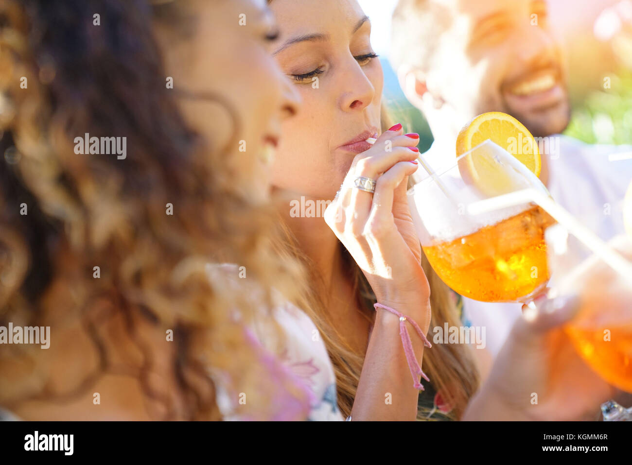 Portrait of girlfriends having fun at summer party Stock Photo - Alamy