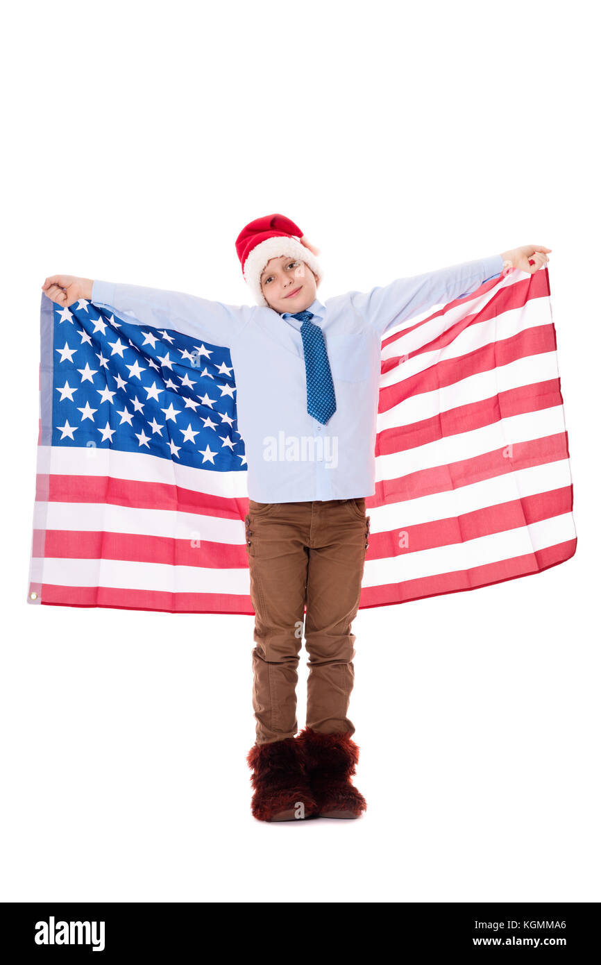 Santa Claus with USA flag Stock Photo - Alamy