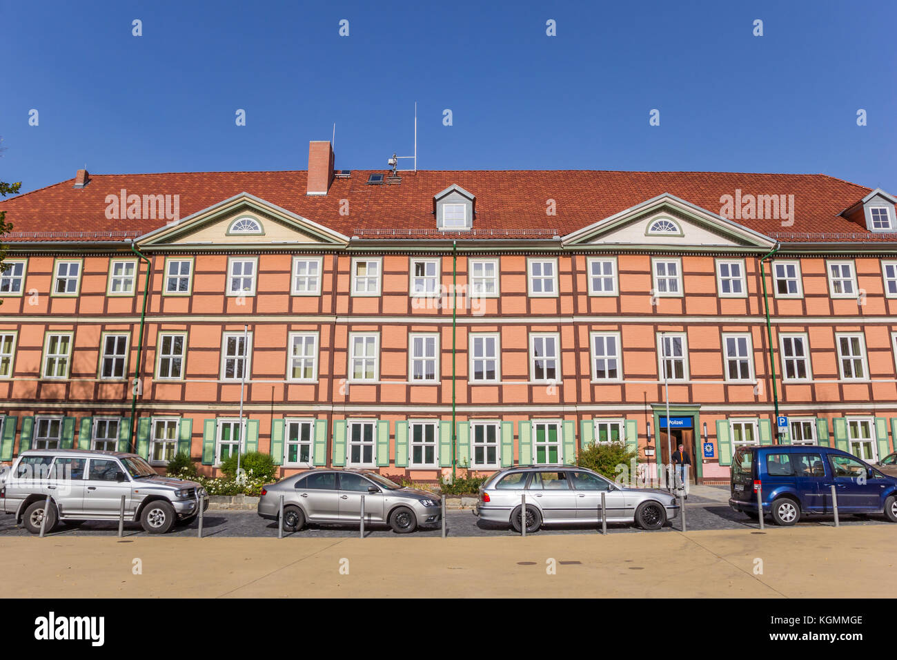 Colorful police station in the historic center of Wernigerode, Germany ...