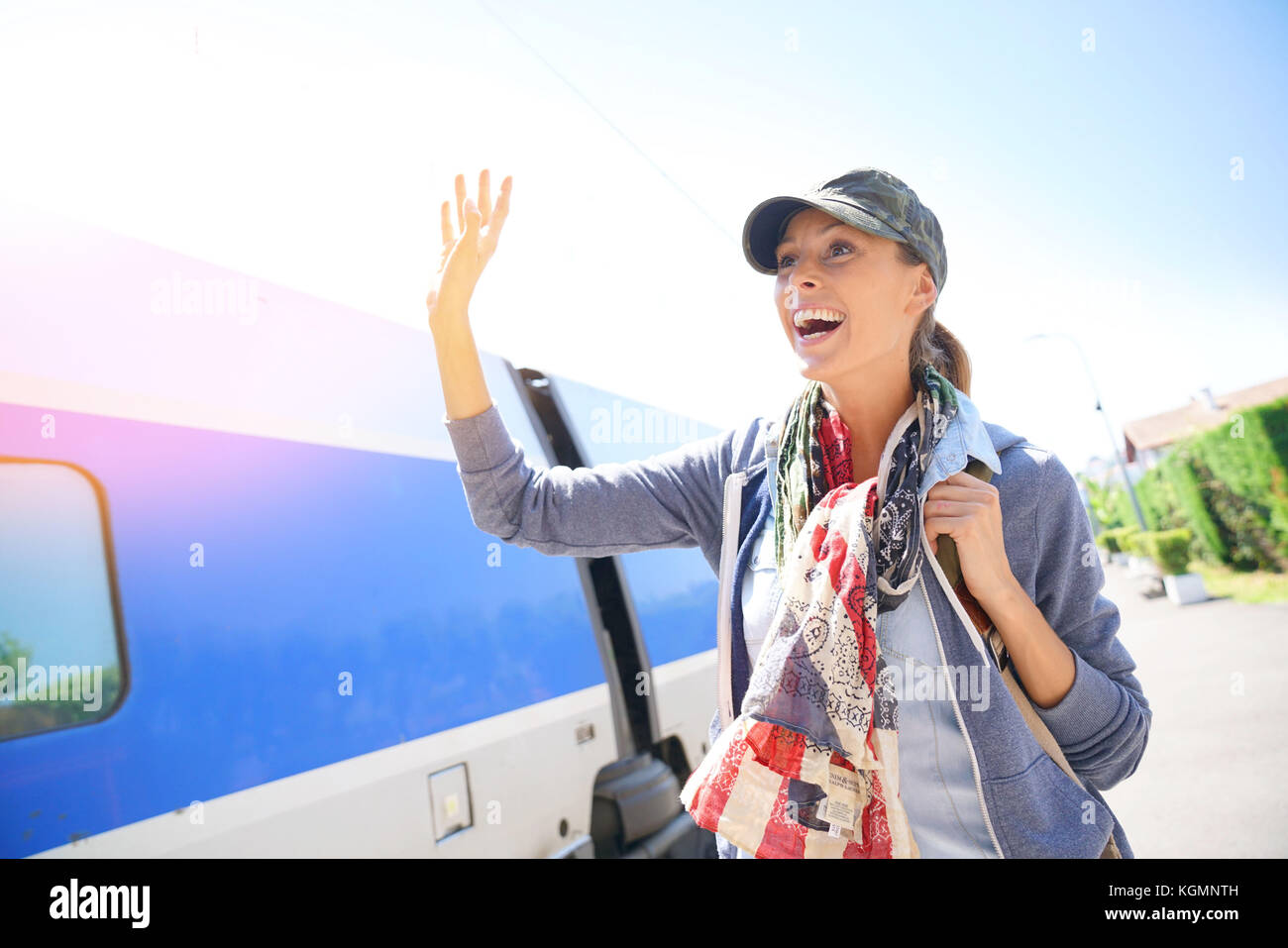 Waving goodbye train hi-res stock photography and images - Alamy