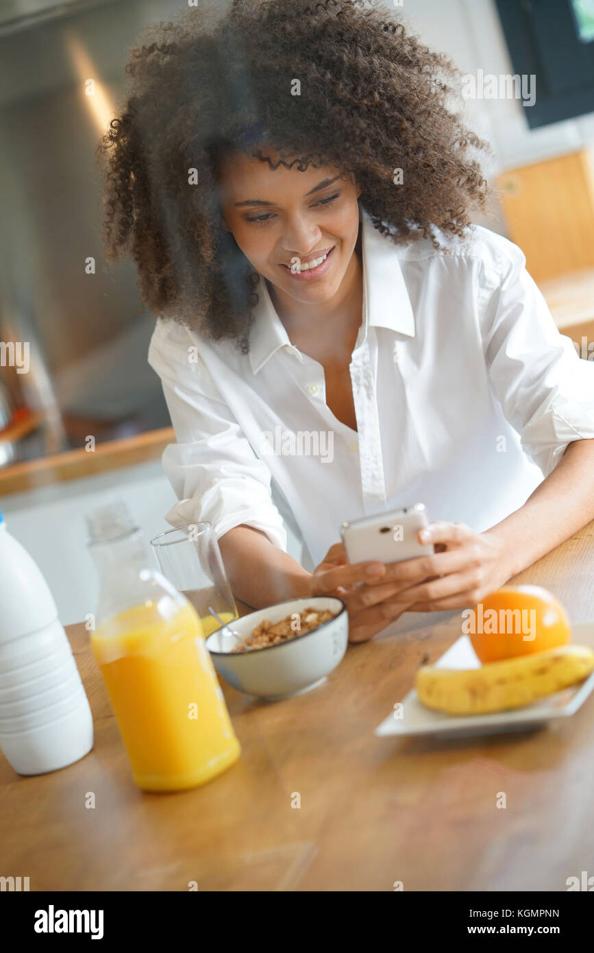 Pretty girl having breakfast hi-res stock photography and images - Alamy