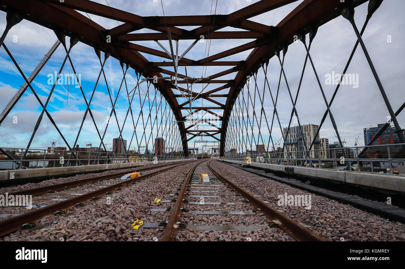 The Ordsall Chord bridge in Manchester, which has been completed as ...