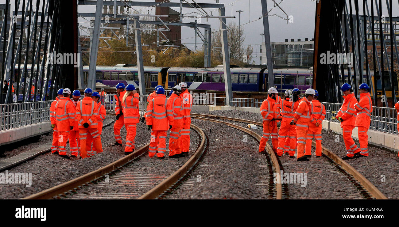Network Rail staff during the ceremony to mark the completion of the ...