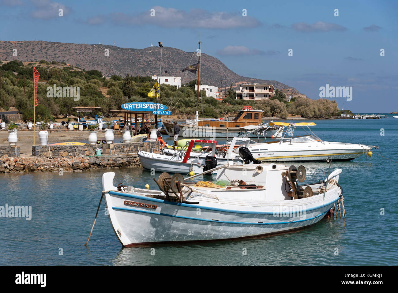 The Ikaros beach at Elounda on the Gulf of Mirabello, northern Crete ...