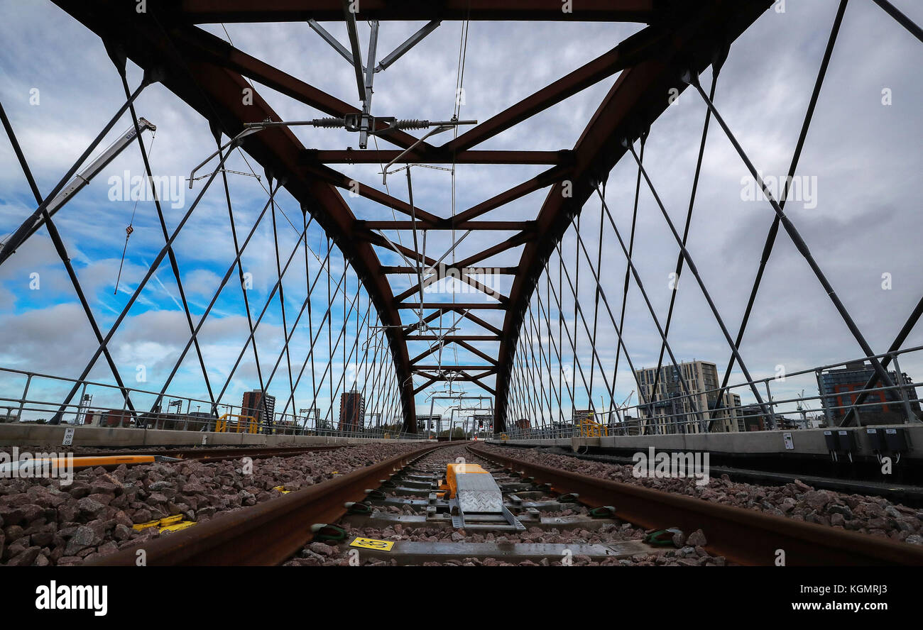 The Ordsall Chord bridge in Manchester, which has been completed as ...