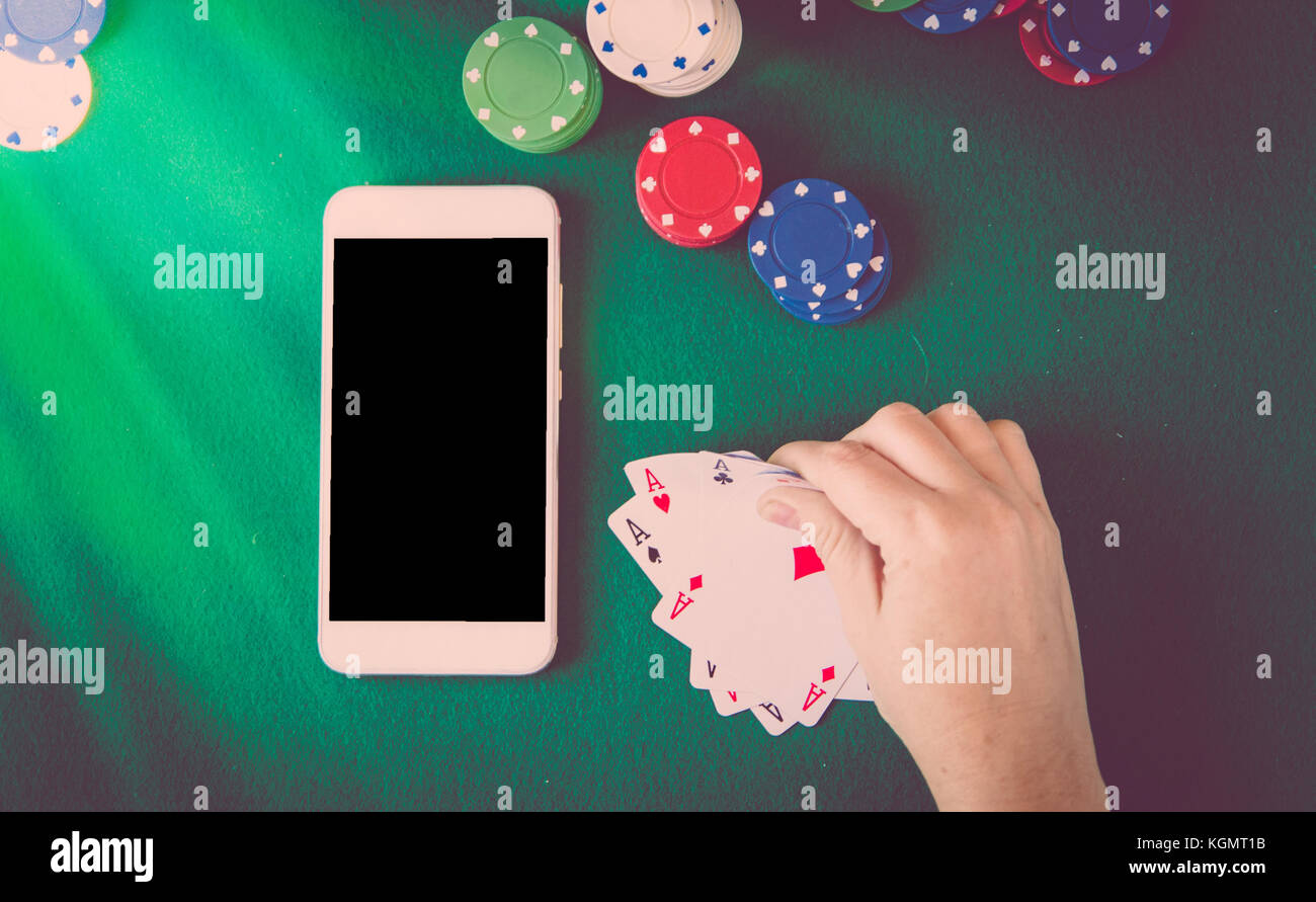 top view of poker table Stock Photo - Alamy