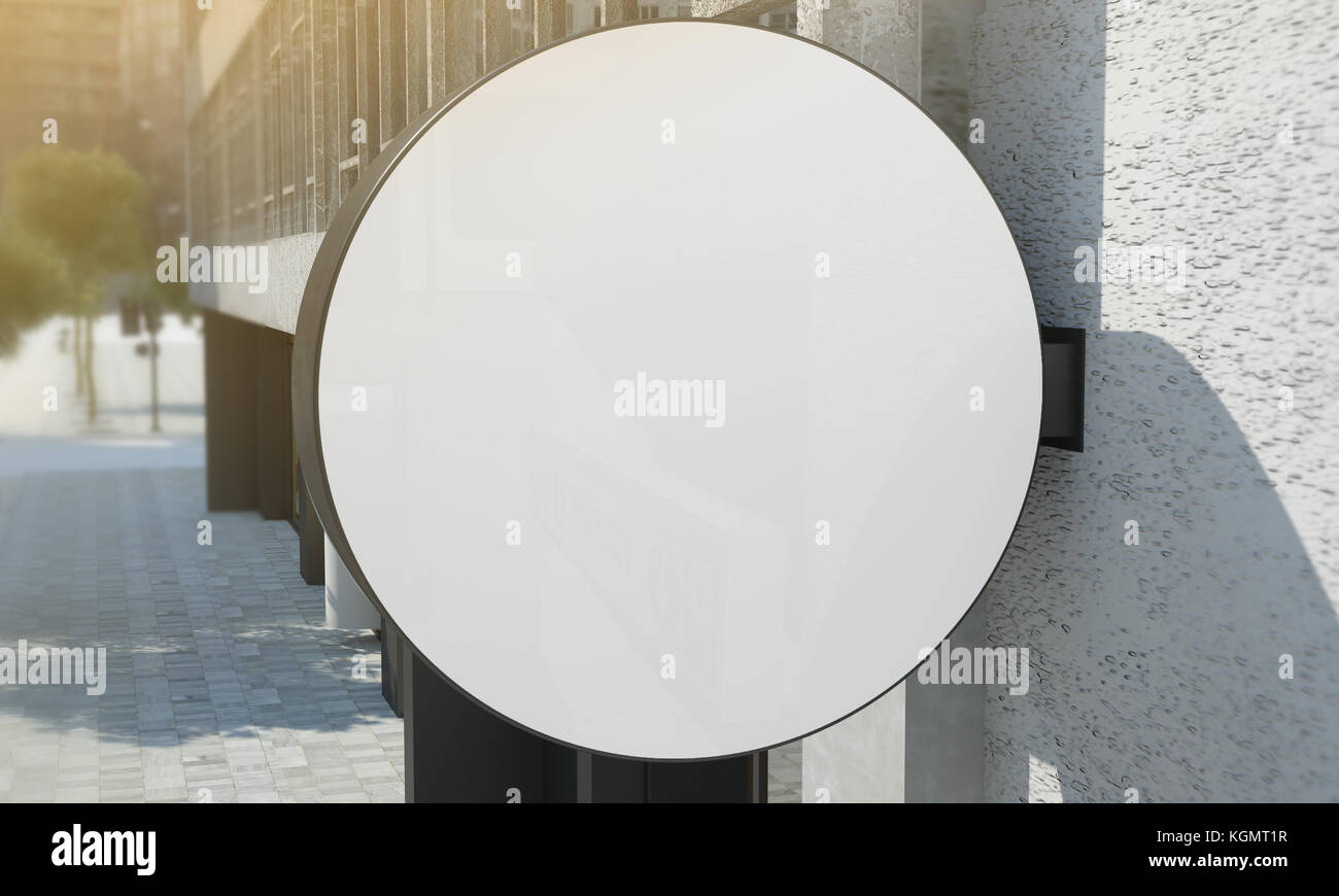 3d rendering of a rounded signboard on a wall Stock Photo - Alamy