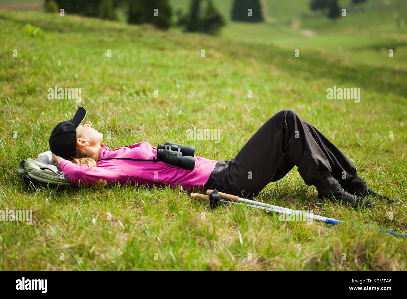 Hiker is resting in mountain Stock Photo - Alamy