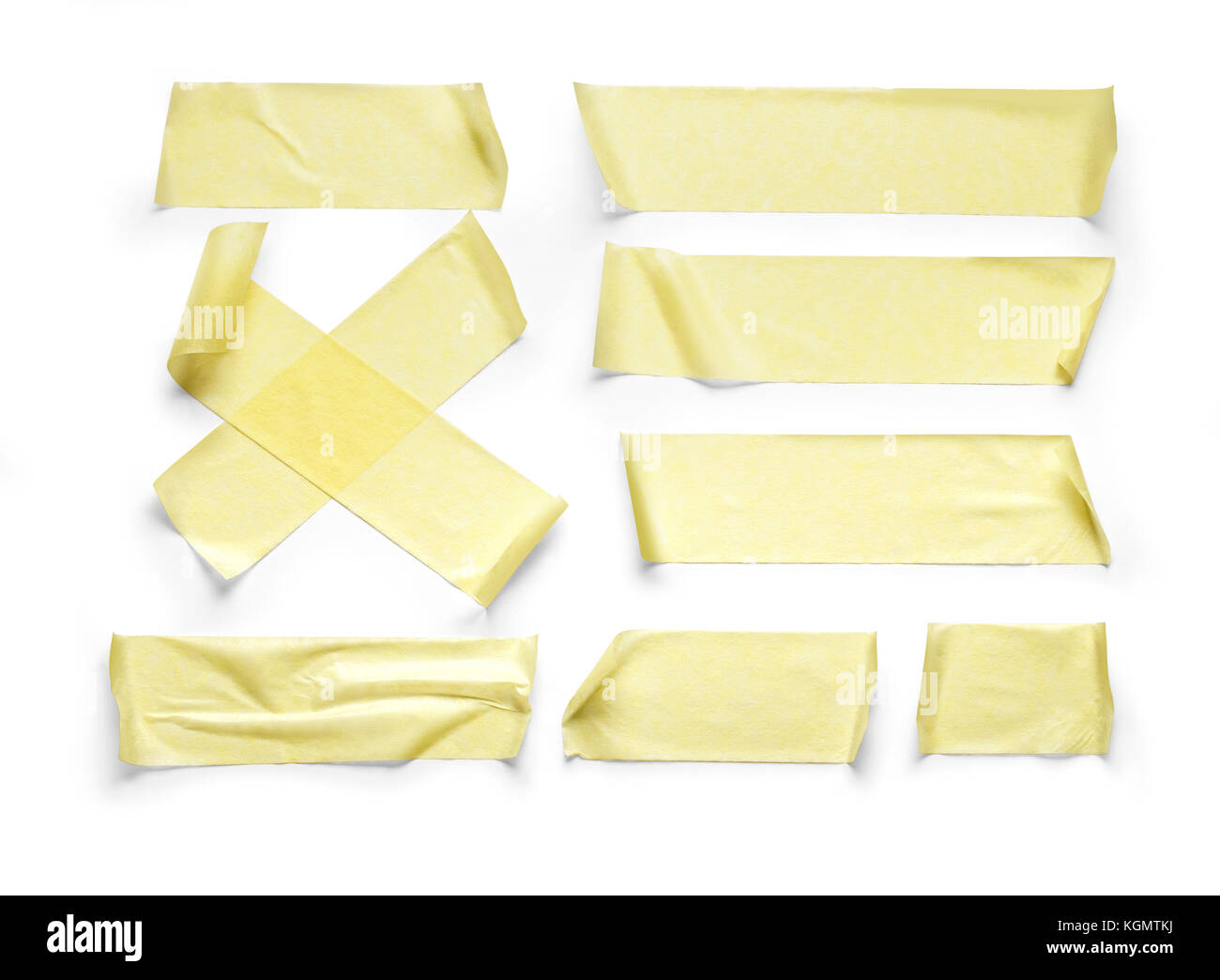 collection of various adhesive tape pieces on white background.with ...
