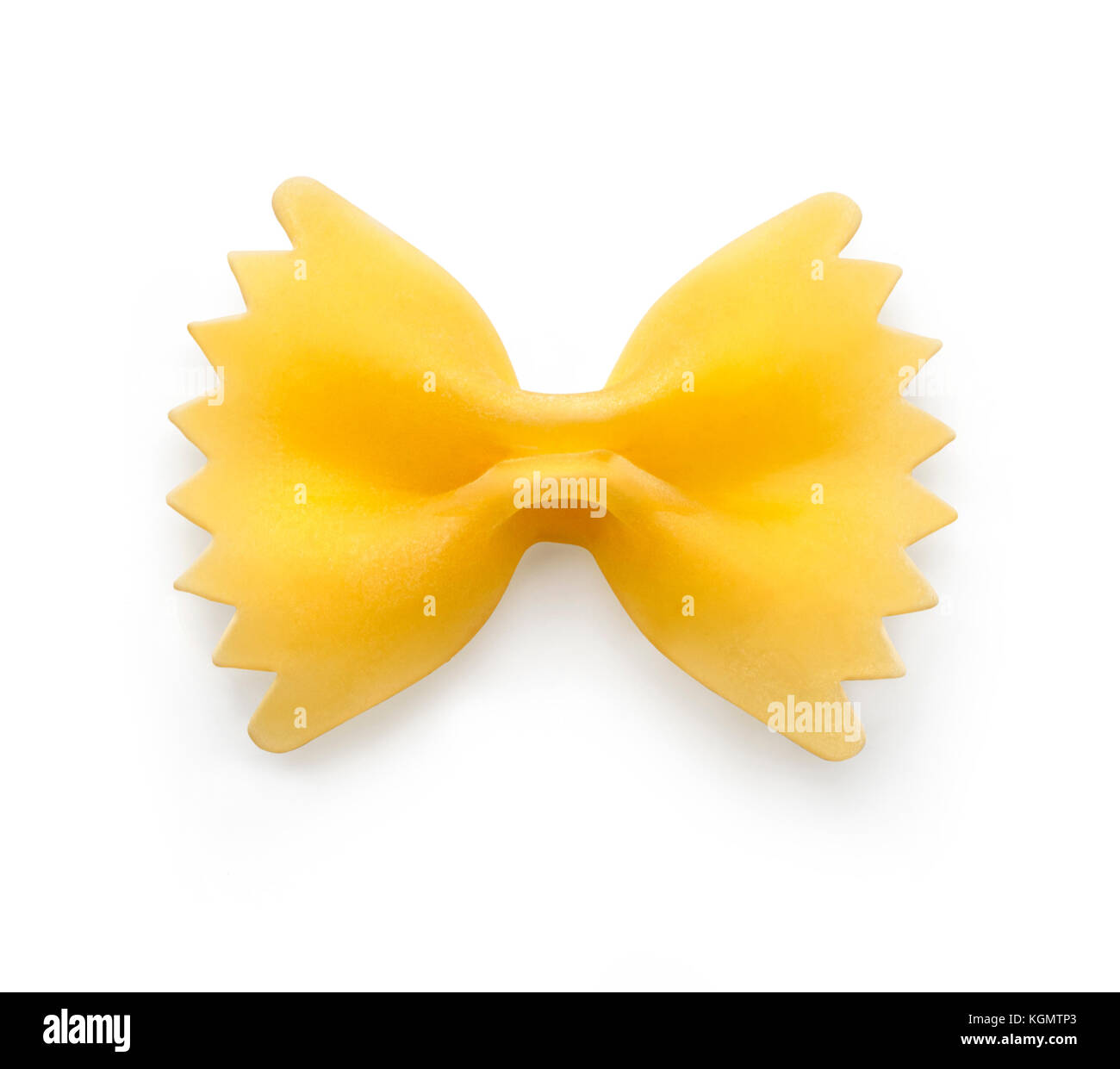 single bow tie pasta isolated on white background, with clipping path ...