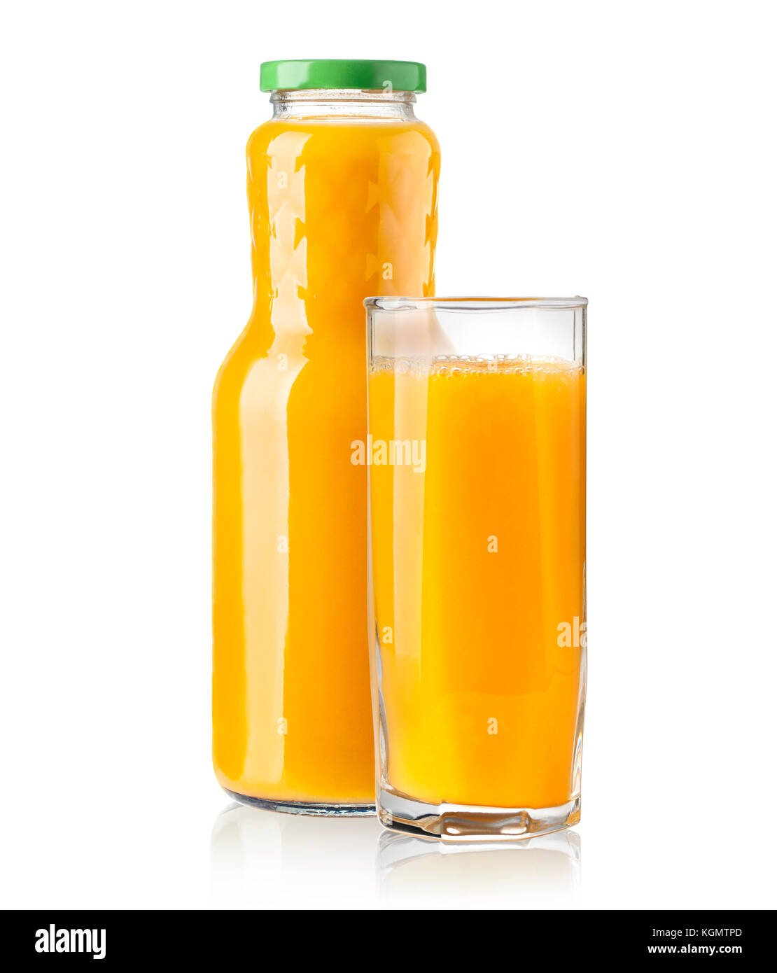 Orange juice glass and bottle. Isolated on white background Stock Photo ...