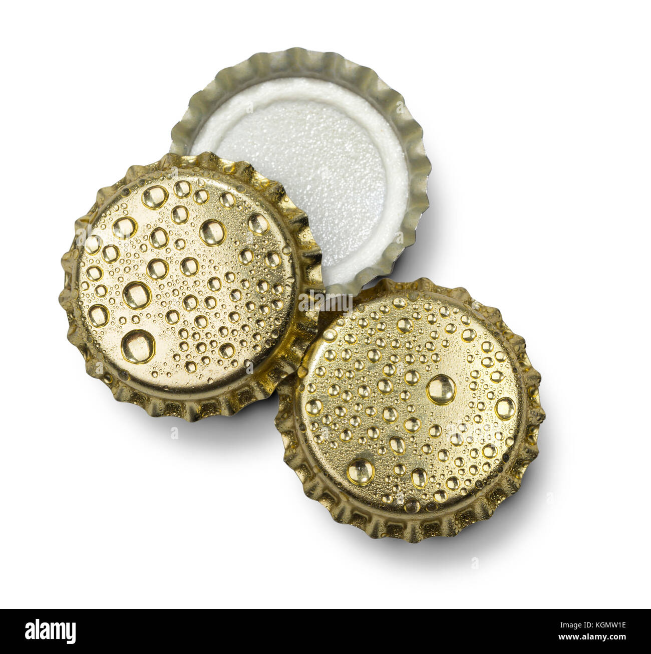 beer bottle cap close up macro Isolated on white background. with ...