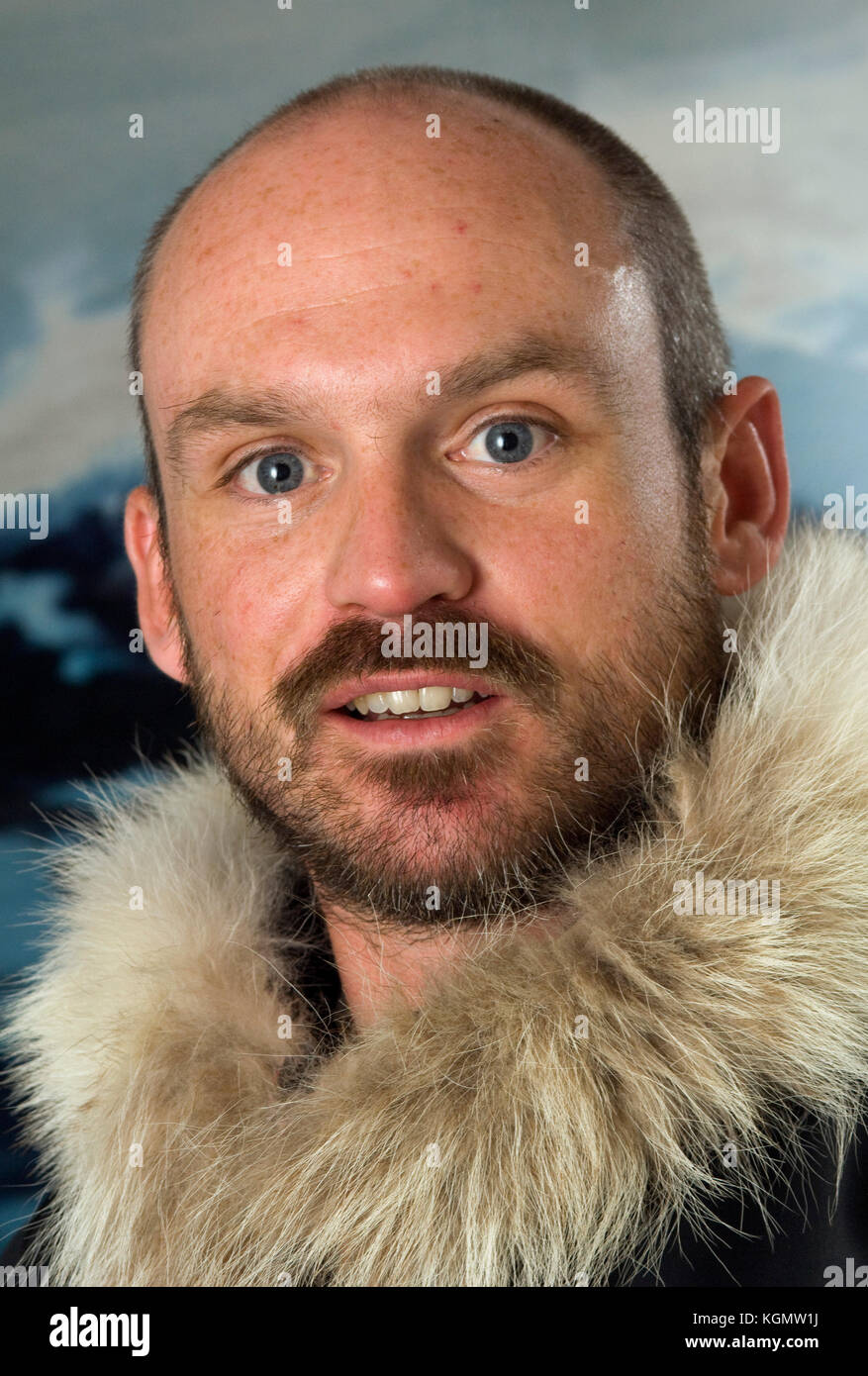 Expedition leader Antony Jinman (fur collar) with polar explorer ...