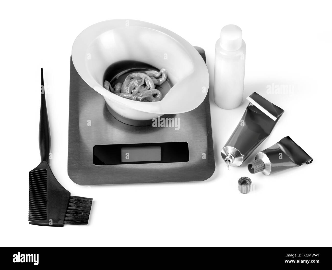 Hairdresser accessories for coloring hair, close-up with clipping path ...