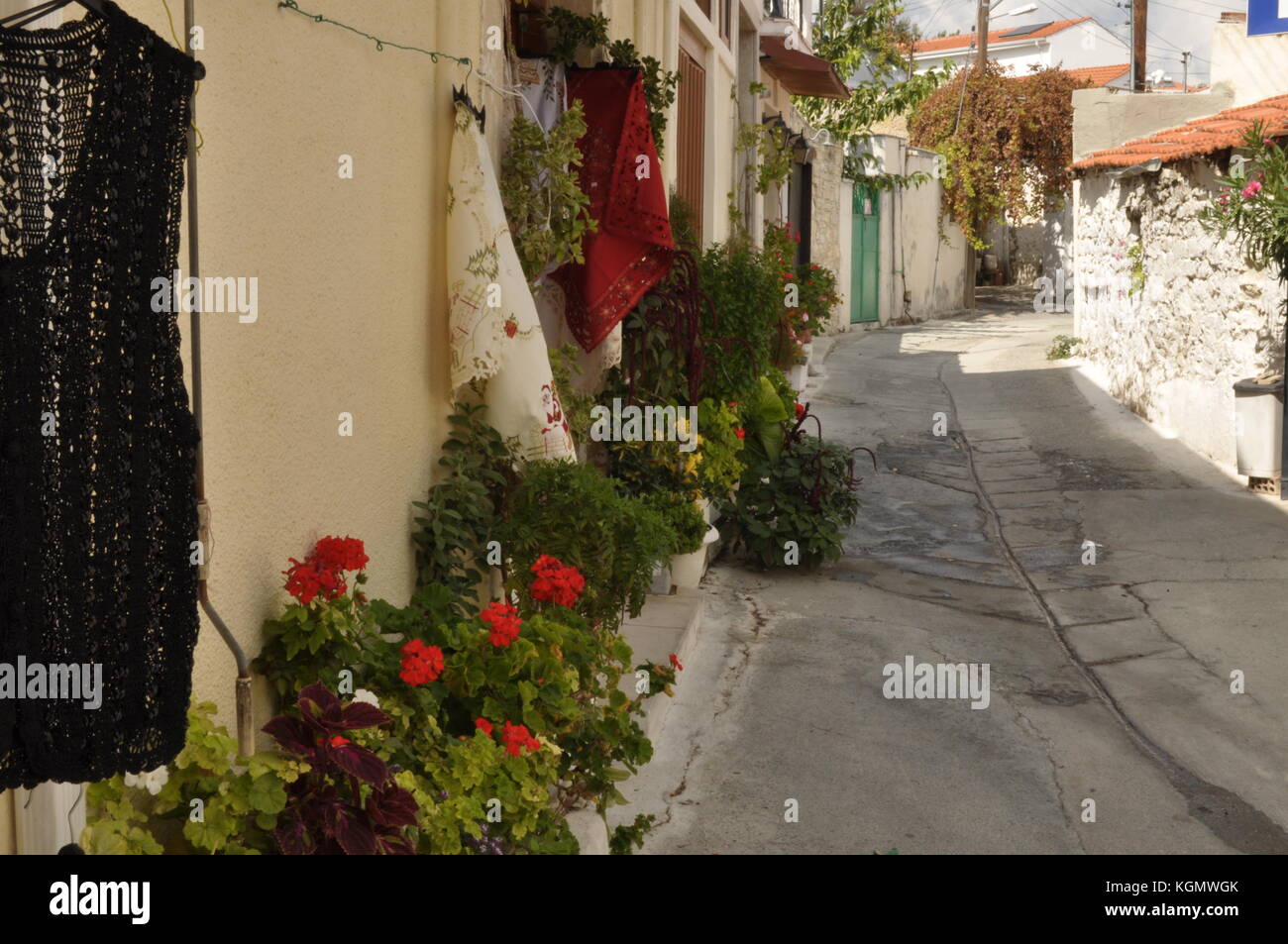 Typical Cypriote back street in Mountain village Stock Photo - Alamy