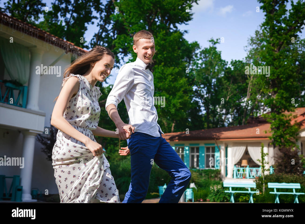 happy lovers walking outdoors Stock Photo - Alamy