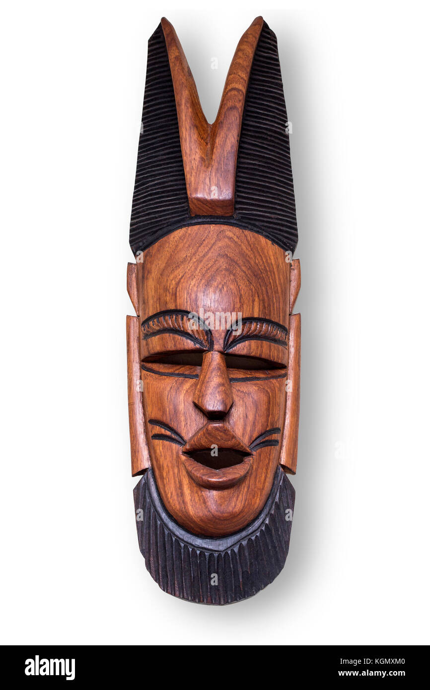 African wooden mask, hand carved with clipping path Stock Photo - Alamy