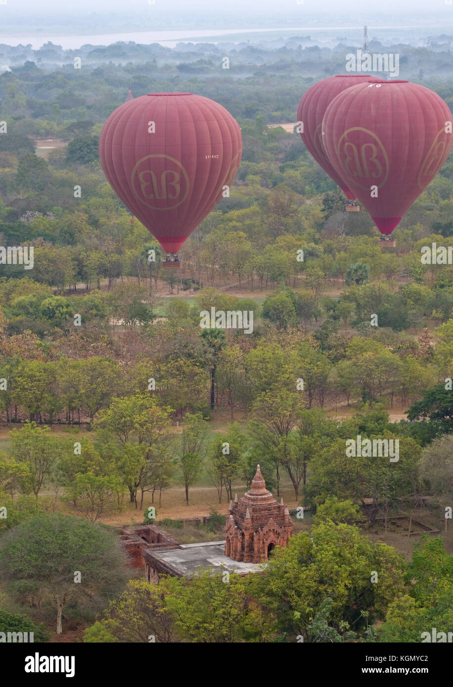 Balloons over Bagan Myanmar Burma Stock Photo - Alamy