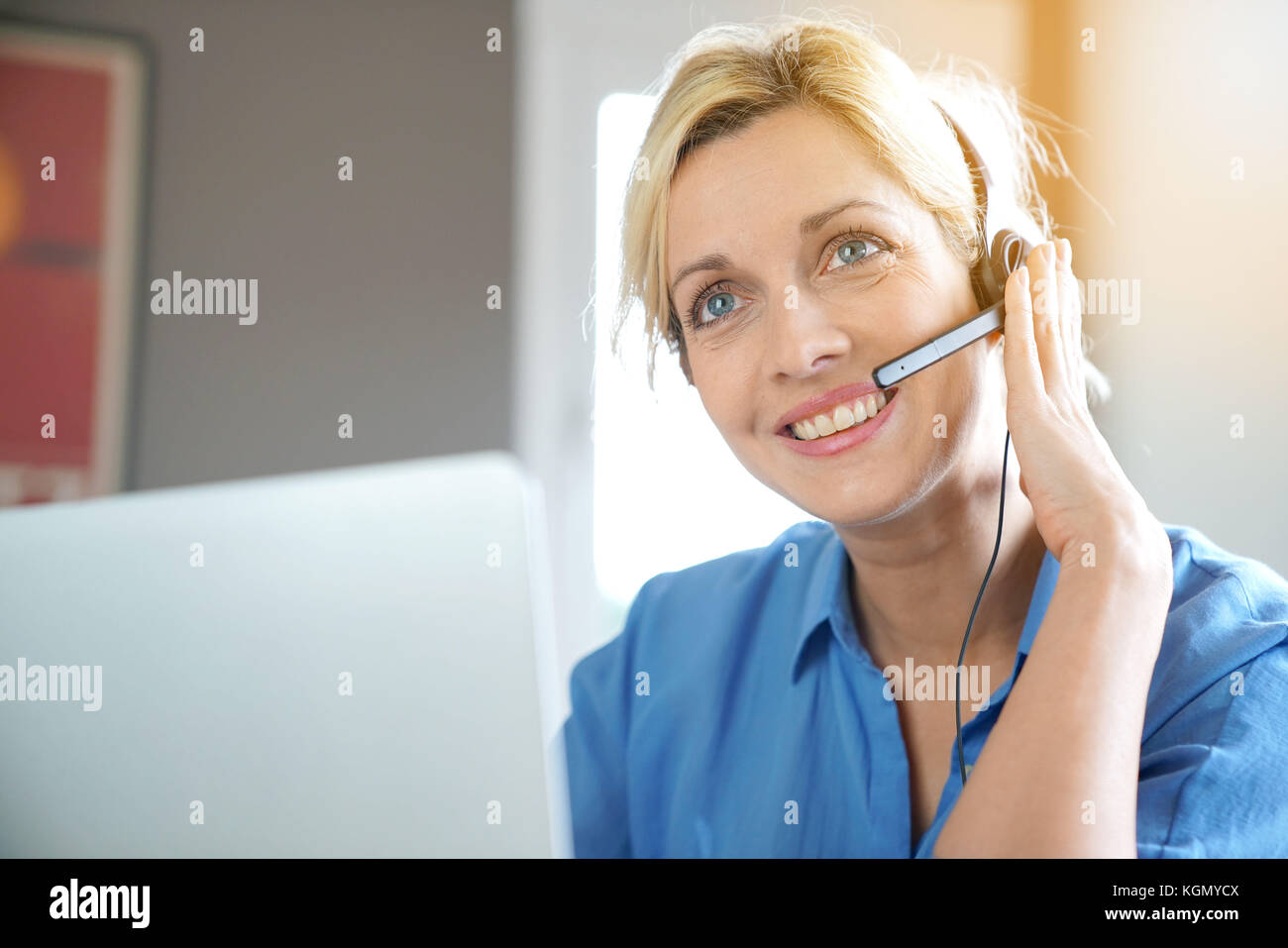 Sales representative woman working from home-office Stock Photo - Alamy