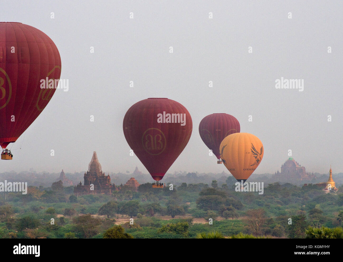 Balloons over Bagan Myanmar Burma Stock Photo - Alamy