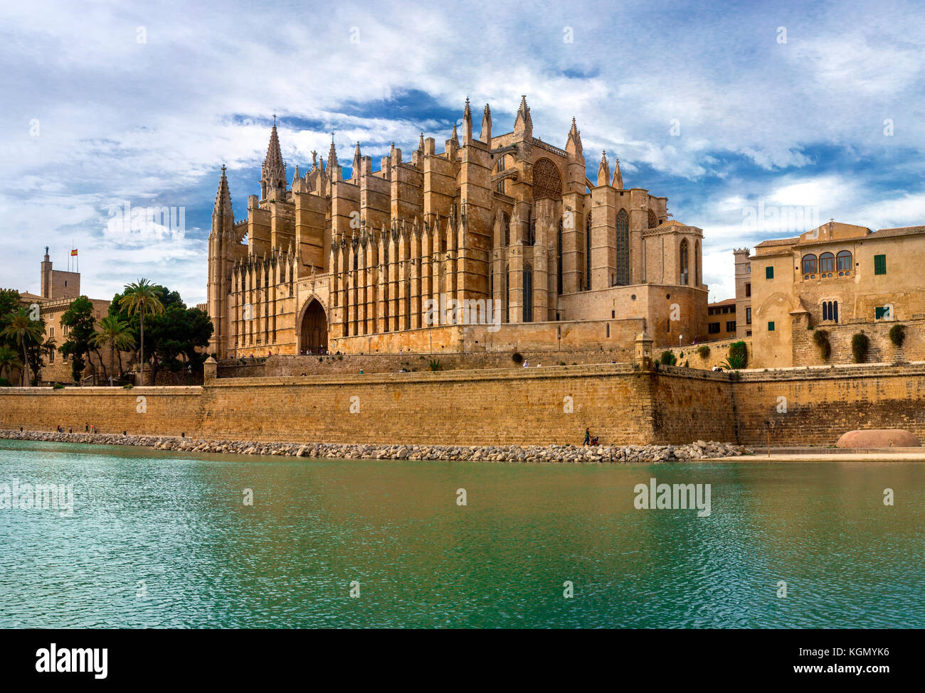 La Seu, the gothic medieval cathedral of Palma de Mallorca, Spain Stock ...