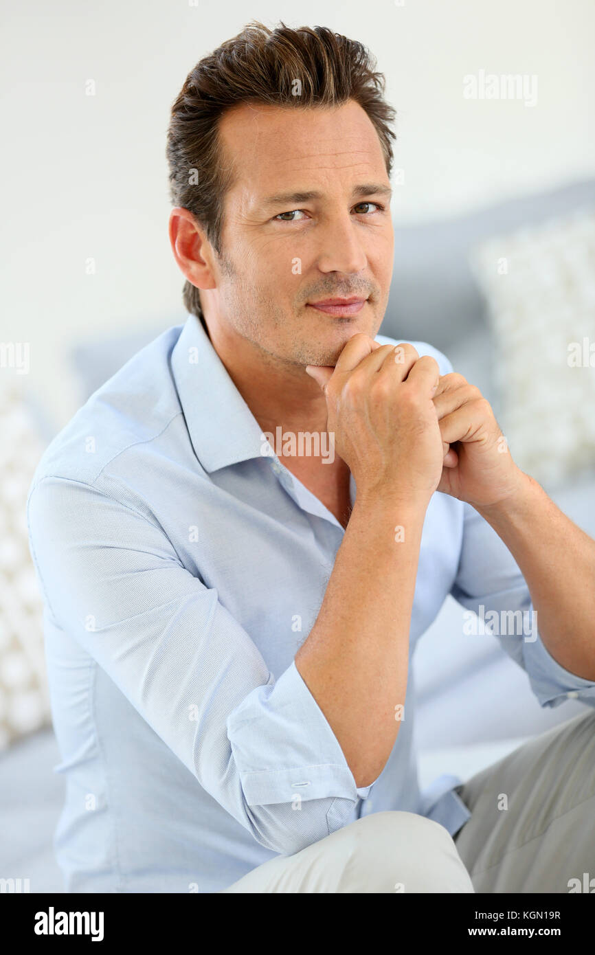 Portrait of handsome 40-year-old man Stock Photo - Alamy
