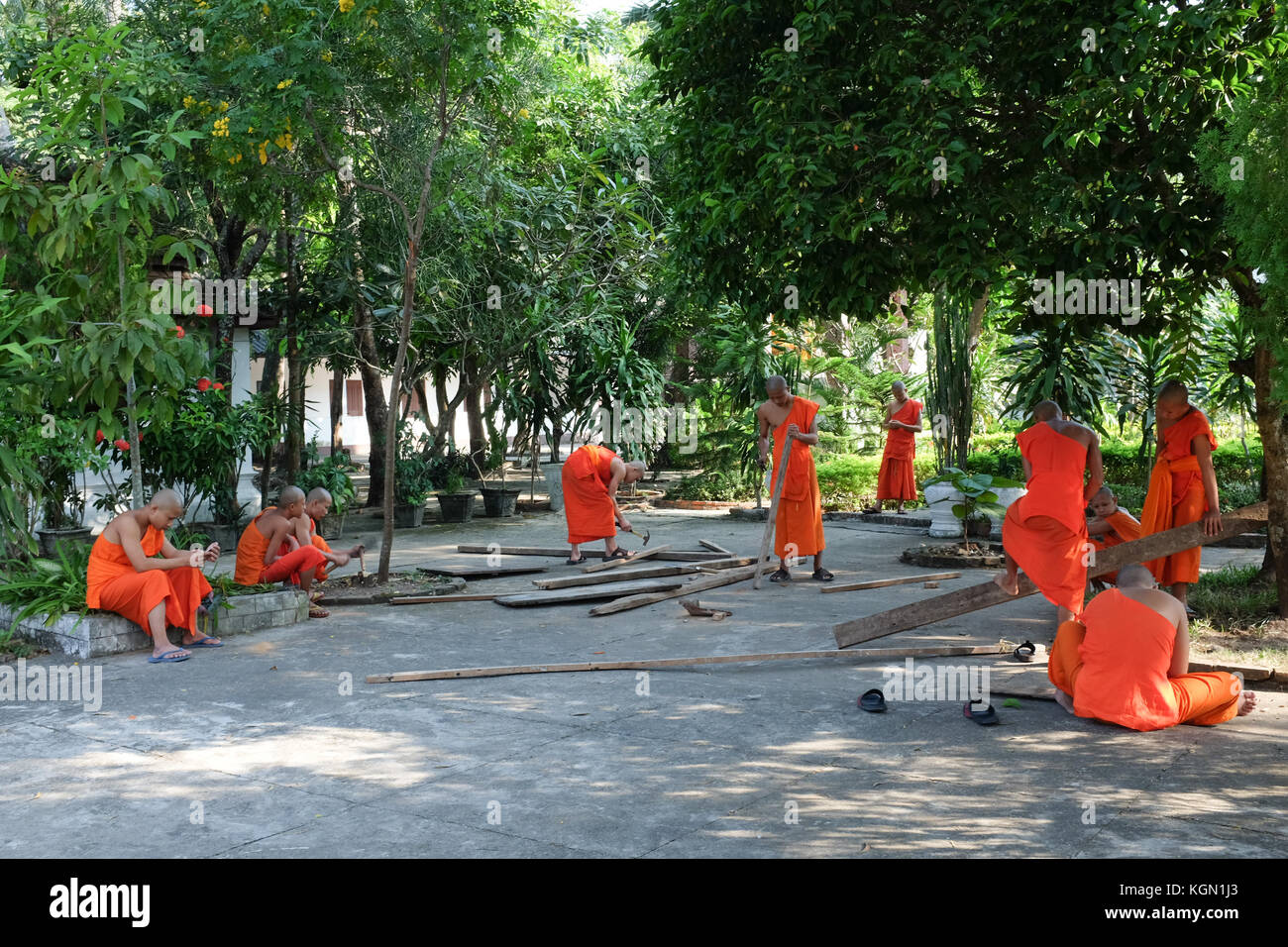 Monks are Working inside the temple Stock Photo - Alamy